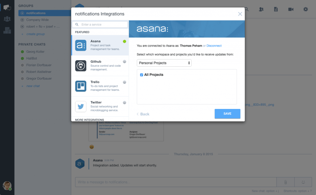 Integrate your chat tool with your project management software